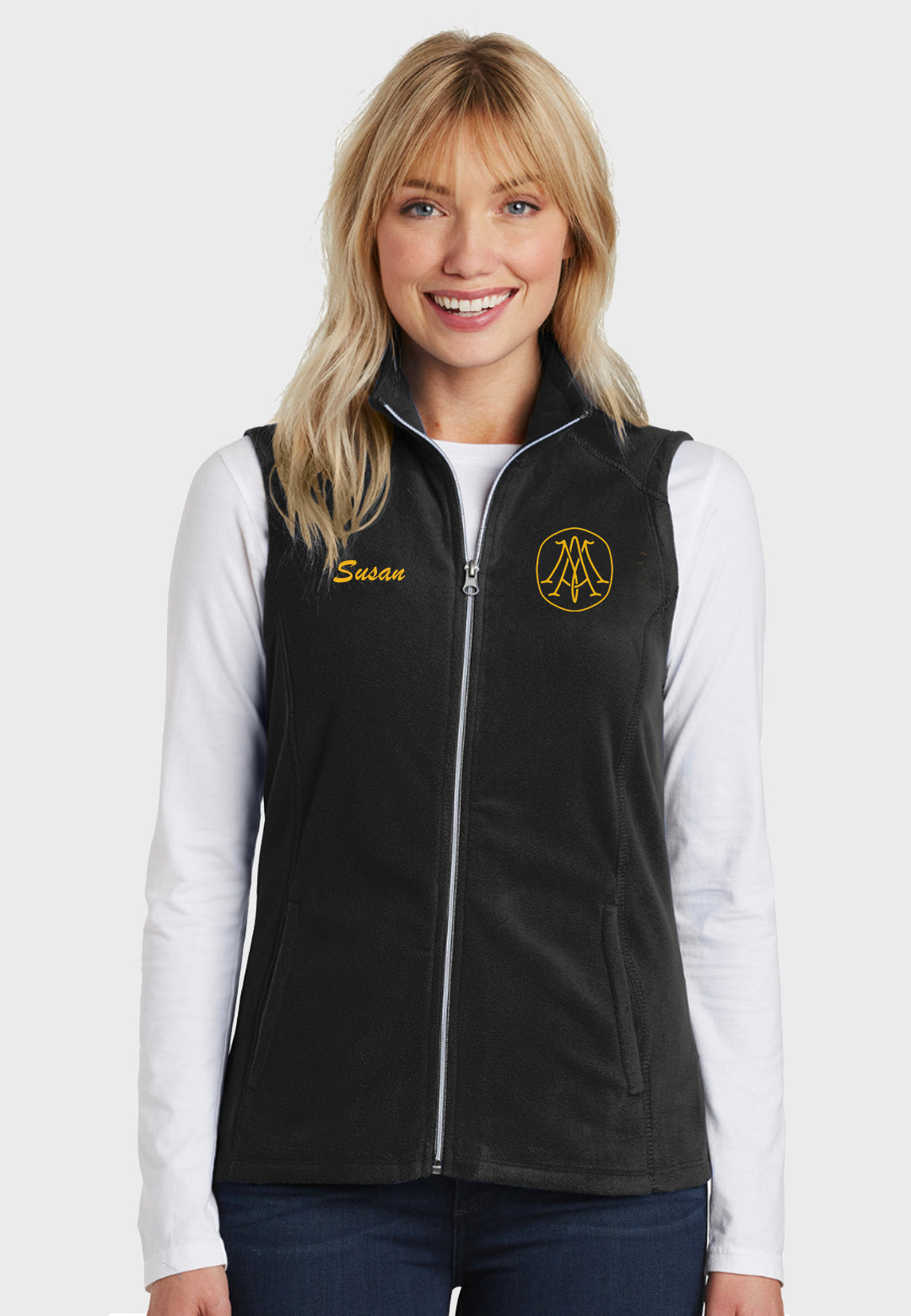 Mane Attraction Port Authority® Black MicroFleece Vest - Ladies + Mens ...